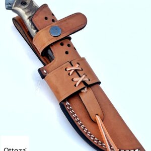 Ottoza Handmade Leather Knife Sheath SIDE DRAW Knife Sheath - Bushcraft Knife Sheath - Hunting Knife Sheath - Survival Knife Sheath - Vertical Knife Sheath Brown TOP GRAIN LEATHER No:334