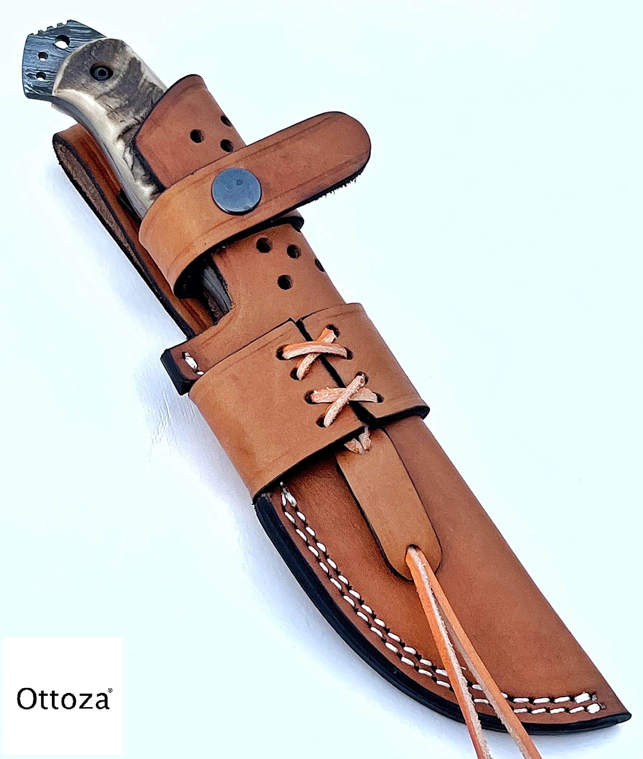 Ottoza Handmade Leather Knife Sheath SIDE DRAW Knife Sheath - Bushcraft Knife Sheath - Hunting Knife Sheath - Survival Knife Sheath - Vertical Knife Sheath Brown TOP GRAIN LEATHER No:334