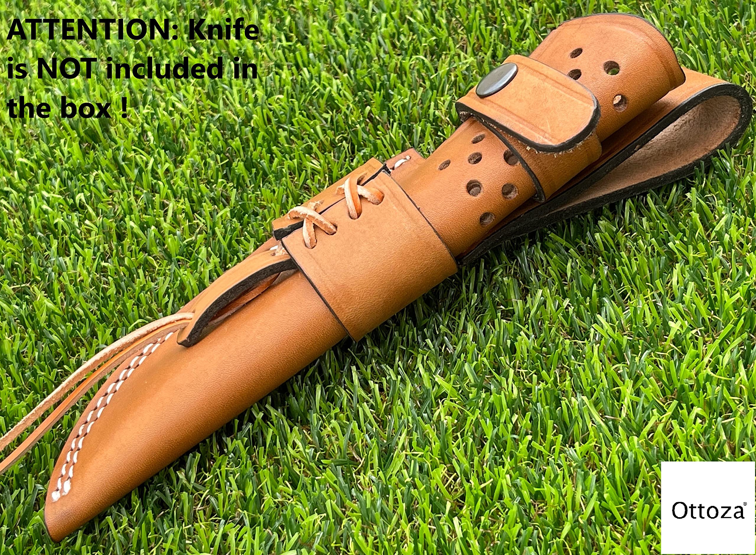 Ottoza Handmade Leather Knife Sheath SIDE DRAW Knife Sheath - Bushcraft Knife Sheath - Hunting Knife Sheath - Survival Knife Sheath - Vertical Knife Sheath Brown TOP GRAIN LEATHER No:334