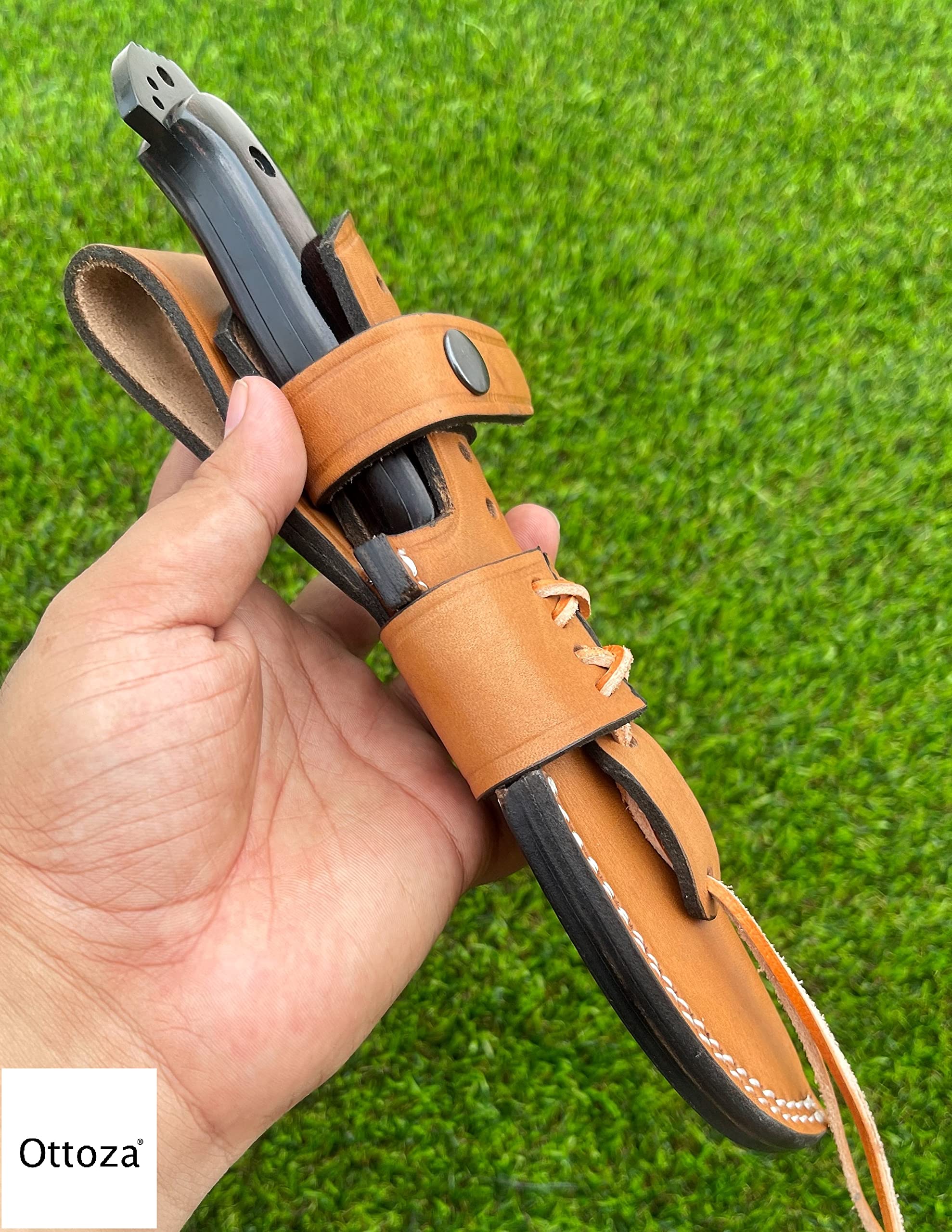 Ottoza Handmade Leather Knife Sheath SIDE DRAW Knife Sheath - Bushcraft Knife Sheath - Hunting Knife Sheath - Survival Knife Sheath - Vertical Knife Sheath Brown TOP GRAIN LEATHER No:334