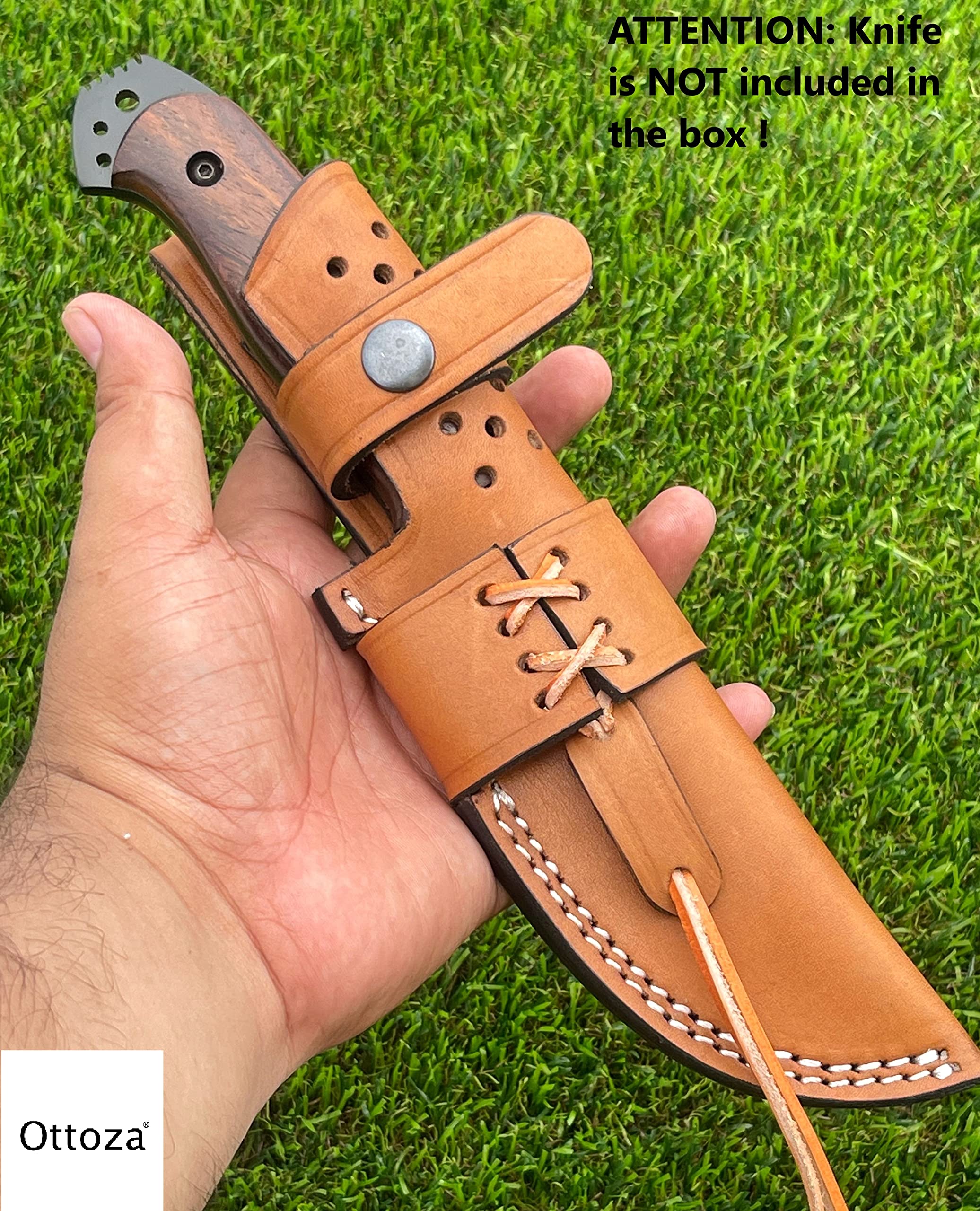 Ottoza Handmade Leather Knife Sheath SIDE DRAW Knife Sheath - Bushcraft Knife Sheath - Hunting Knife Sheath - Survival Knife Sheath - Vertical Knife Sheath Brown TOP GRAIN LEATHER No:334