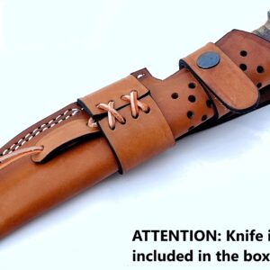 Ottoza Handmade Leather Knife Sheath SIDE DRAW Knife Sheath - Bushcraft Knife Sheath - Hunting Knife Sheath - Survival Knife Sheath - Vertical Knife Sheath Brown TOP GRAIN LEATHER No:334