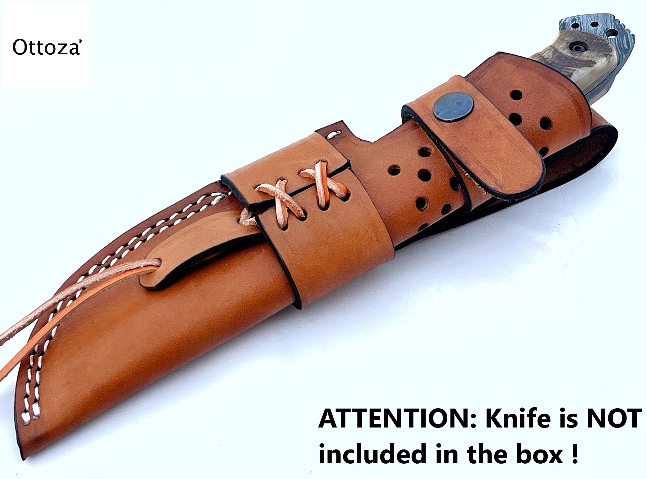 Ottoza Handmade Leather Knife Sheath SIDE DRAW Knife Sheath - Bushcraft Knife Sheath - Hunting Knife Sheath - Survival Knife Sheath - Vertical Knife Sheath Brown TOP GRAIN LEATHER No:334