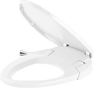 kohler 98804-cp-0 purewash m300 elongated manual bidet toilet seat with chrome handle, non-electric bidets for existing toilets, white