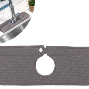 S&T INC. Microfiber Kitchen Faucet Sink Mat Drip and Splash Catcher with Snap Fastener, Absorbent and Reversible, 15 Inch x 5.5 Inch, Charcoal Grey