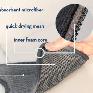 S&T INC. Microfiber Kitchen Faucet Sink Mat Drip and Splash Catcher with Snap Fastener, Absorbent and Reversible, 15 Inch x 5.5 Inch, Charcoal Grey