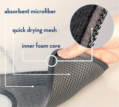 S&T INC. Microfiber Kitchen Faucet Sink Mat Drip and Splash Catcher with Snap Fastener, Absorbent and Reversible, 15 Inch x 5.5 Inch, Charcoal Grey