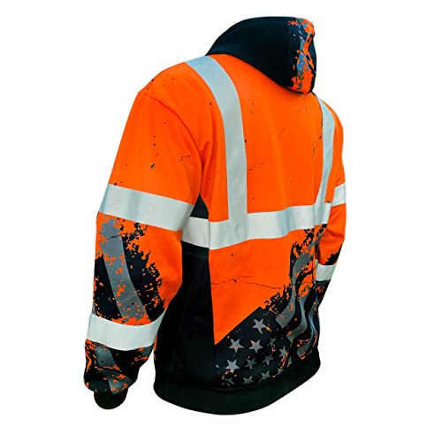 SafetyShirtz SS360 Orange American Grit Hoodie ANSI Class 3 - XL