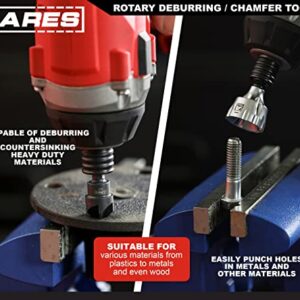 ARES 48003 – 3-Piece External/Internal Rotary Deburring & Chamfer Tool Set – External Debur Coverage of 3 – 36mm - Clean and Repair Internal Edges of Newly Cut Pipes