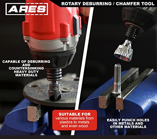 ARES 48003 – 3-Piece External/Internal Rotary Deburring & Chamfer Tool Set – External Debur Coverage of 3 – 36mm - Clean and Repair Internal Edges of Newly Cut Pipes