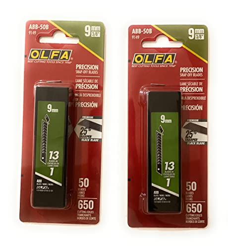 O L F A OLFA 9149 ABB-50B 9mm UltraSharp Black Snap-Off Blade, 50-Pack (2Pack)