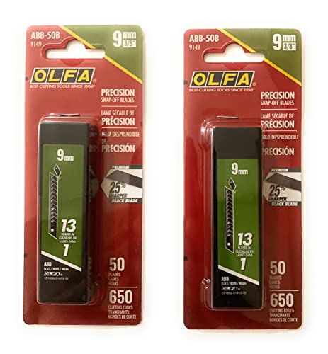 O L F A OLFA 9149 ABB-50B 9mm UltraSharp Black Snap-Off Blade, 50-Pack (2Pack)