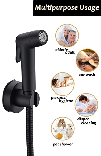 Handheld Bidet Sprayer for Toilet Kit (Black) - 4-Mode Shattaf Bidet Sprayer with Bidet Hose, Adjustable Water Pressure Cloth Diaper Sprayer,Toilet Bidet Attachment Sprayer for Personal Hygiene