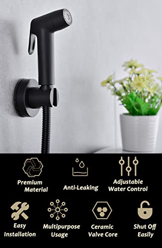 Handheld Bidet Sprayer for Toilet Kit (Black) - 4-Mode Shattaf Bidet Sprayer with Bidet Hose, Adjustable Water Pressure Cloth Diaper Sprayer,Toilet Bidet Attachment Sprayer for Personal Hygiene