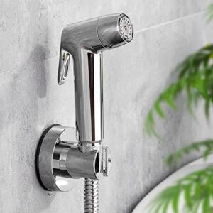 4 mode handheld bidet sprayer for toilet kit (chrome) - toilet bidet handheld sprayer,handheld bidet for personal hygiene,stainless steel bidet hose,brass t-valve,baby cloth diaper sprayer