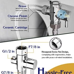 4 Mode Handheld Bidet Sprayer for Toilet Kit (Chrome) - Toilet Bidet Handheld Sprayer,Handheld Bidet for Personal Hygiene,Stainless Steel Bidet Hose,Brass T-Valve,Baby Cloth Diaper Sprayer