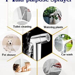 4 Mode Handheld Bidet Sprayer for Toilet Kit (Chrome) - Toilet Bidet Handheld Sprayer,Handheld Bidet for Personal Hygiene,Stainless Steel Bidet Hose,Brass T-Valve,Baby Cloth Diaper Sprayer