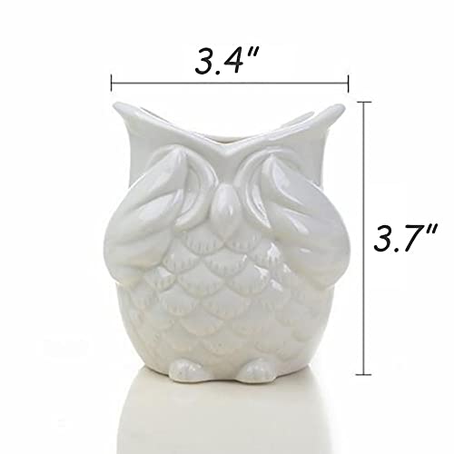 YONGYAN Owl Flower Pot Statue Decoration Ceramics Garden Planters Containers Pot Bookshelf Office Desktop Decor