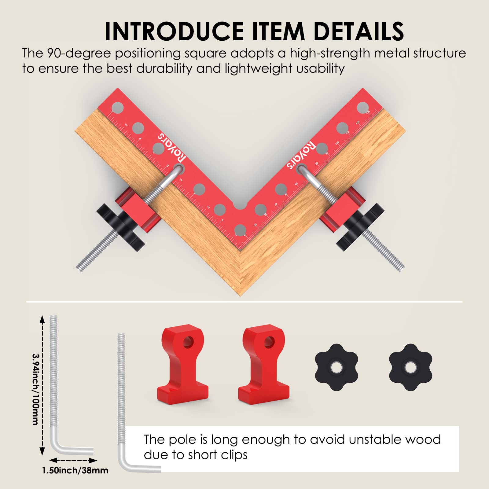 Royars Update 90 Degree Positioning Squares Right Angle Clamps for Woodworking,2 Pack（5.5"*5.5"）Aluminium Alloy Corner Clamp Woodworking Carpenter Clamping Tool for Picture Frame Box Cabinets Drawers