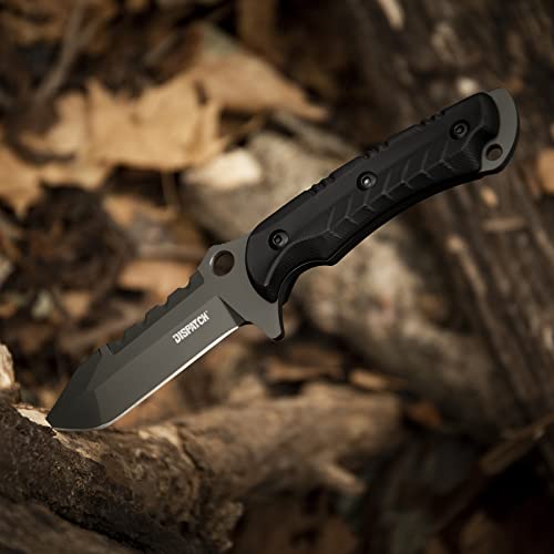 Dispatch Gray-plated Titanium Fixed Blade Knife With K-Sheath For Outdoor Camping Hunting Survival Pocket EDC Tool