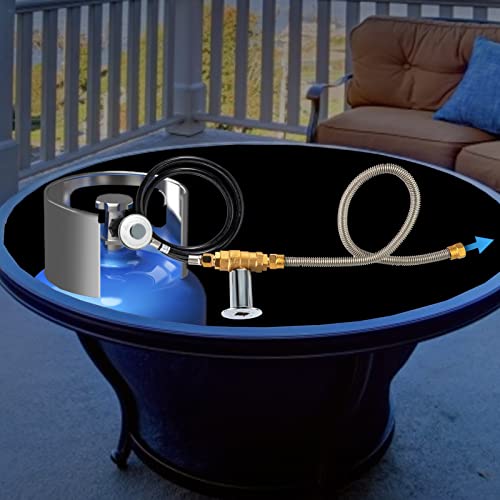 VEVOR Fire Pit Installation Kit, 90K BTU Max Propane Fire Pit Hose Kit, CSA Certified Propane Connection Kit, Gas Mixer Regulator with Stainless Steel Hose & Chrome Key Valve for Propane Connection