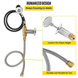 VEVOR Fire Pit Installation Kit, 90K BTU Max Propane Fire Pit Hose Kit, CSA Certified Propane Connection Kit, Gas Mixer Regulator with Stainless Steel Hose & Chrome Key Valve for Propane Connection