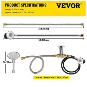 VEVOR Fire Pit Installation Kit, 90K BTU Max Propane Fire Pit Hose Kit, CSA Certified Propane Connection Kit, Gas Mixer Regulator with Stainless Steel Hose & Chrome Key Valve for Propane Connection