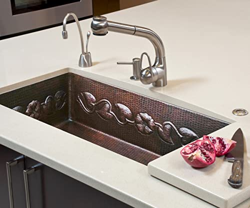 Copper Kitchen Sink Flower Design