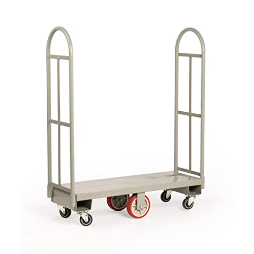 Narrow Aisle U-Boat Platform Truck Dolly | 16 x 48 Inch Heavy Duty Utility Cart with Thick Steel Deck | Premium Hand Truck Can Hold Loads Up to 2,000 Pounds | Hand Cart with Dual Removable Handles