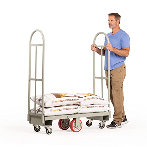 Narrow Aisle U-Boat Platform Truck Dolly | 16 x 48 Inch Heavy Duty Utility Cart with Thick Steel Deck | Premium Hand Truck Can Hold Loads Up to 2,000 Pounds | Hand Cart with Dual Removable Handles