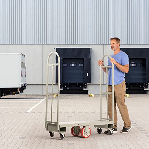 Narrow Aisle U-Boat Platform Truck Dolly | 16 x 48 Inch Heavy Duty Utility Cart with Thick Steel Deck | Premium Hand Truck Can Hold Loads Up to 2,000 Pounds | Hand Cart with Dual Removable Handles