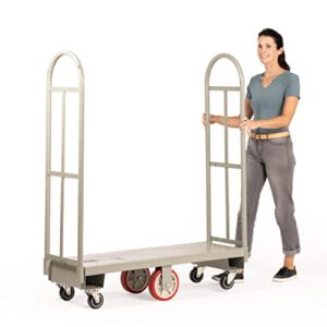 Narrow Aisle U-Boat Platform Truck Dolly | 16 x 48 Inch Heavy Duty Utility Cart with Thick Steel Deck | Premium Hand Truck Can Hold Loads Up to 2,000 Pounds | Hand Cart with Dual Removable Handles