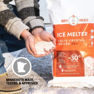 Northern Salt North Pro Heat Negative 30 Degrees, 25 lb Resealable Bag, Fast Acting Deicer Ice Melt for Driveways, Sidewalks, Parking Lots