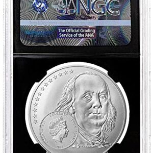 2021 DE An American Life PowerCoin Writer Benjamin Franklin Graded Ms70 1/2 Oz Silver Coin 2$ Cook Islands 2021 Proof