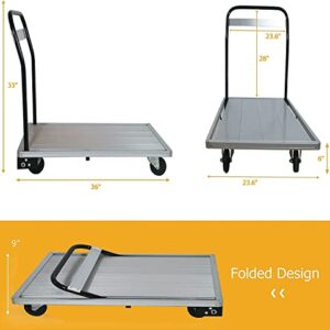 LKFDFIA Platform Truck Cart, Foldable Push Cart 780 Lbs Aluminum Dolly Cart Large Size Heavy Duty Moving Cart for Home,Groceries,Garage,Factories(36.5" L X 24" W)