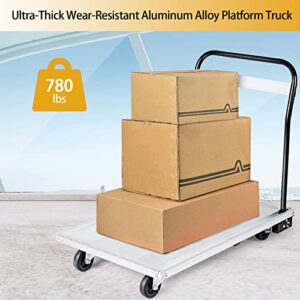 LKFDFIA Platform Truck Cart, Foldable Push Cart 780 Lbs Aluminum Dolly Cart Large Size Heavy Duty Moving Cart for Home,Groceries,Garage,Factories(36.5" L X 24" W)