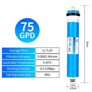 Home Kitchen Reverse Osmosis 75GPD RO Membrane Replacement Water System Filter Purifier Water Drinking Treatment