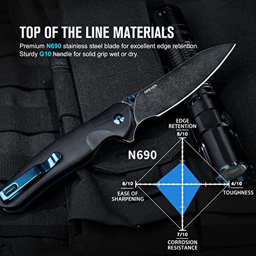 OKNIFE Drever Pocket knife for Men, Folding Knife with Clip and G10 handle for Outdoor, Camping, Hiking