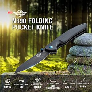 OKNIFE Drever Pocket knife for Men, Folding Knife with Clip and G10 handle for Outdoor, Camping, Hiking