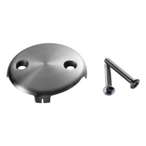 uni-drain universal bathtub overflow drain face plate 2 hole tub overflow drain plate matching screws(nickel brushed)