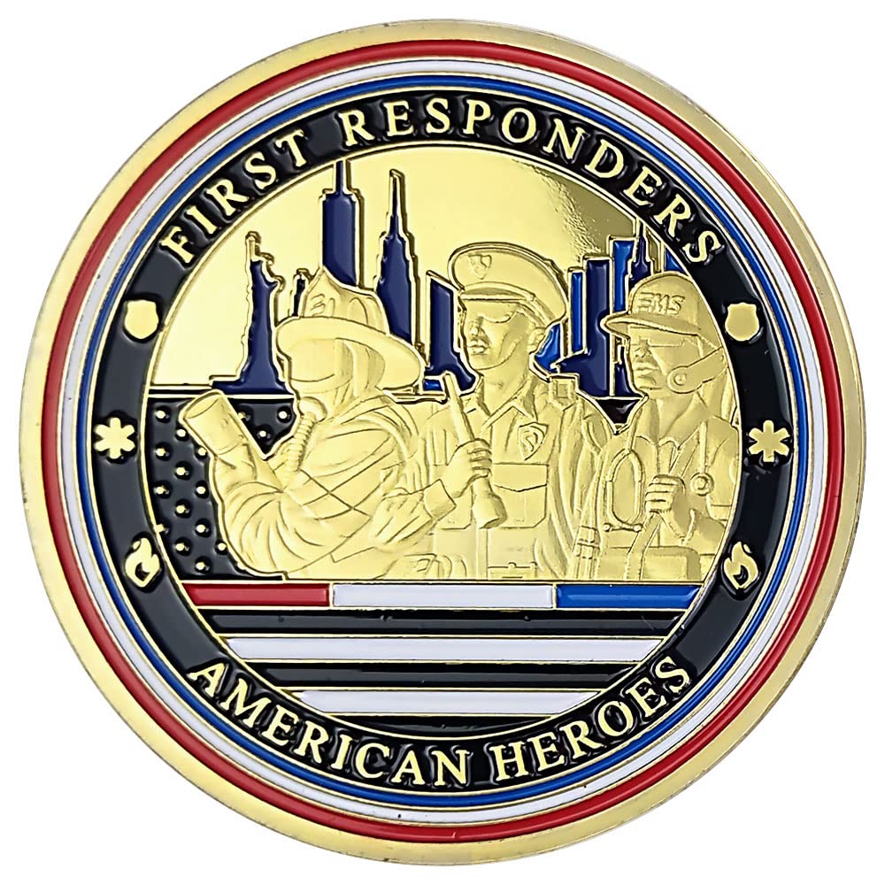 First Responders Challenge Coin American Heroes EMS Police Firefighter Gift