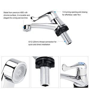 Water Tap One Tube Bathroom Faucet, Bathroom Sink Faucet Centerset with Drain Assembly, ABS Plastic Single Cold Faucet Water Tap Bathroom Basin Kitchen Sink Accessories(Fish Tail G1/2)