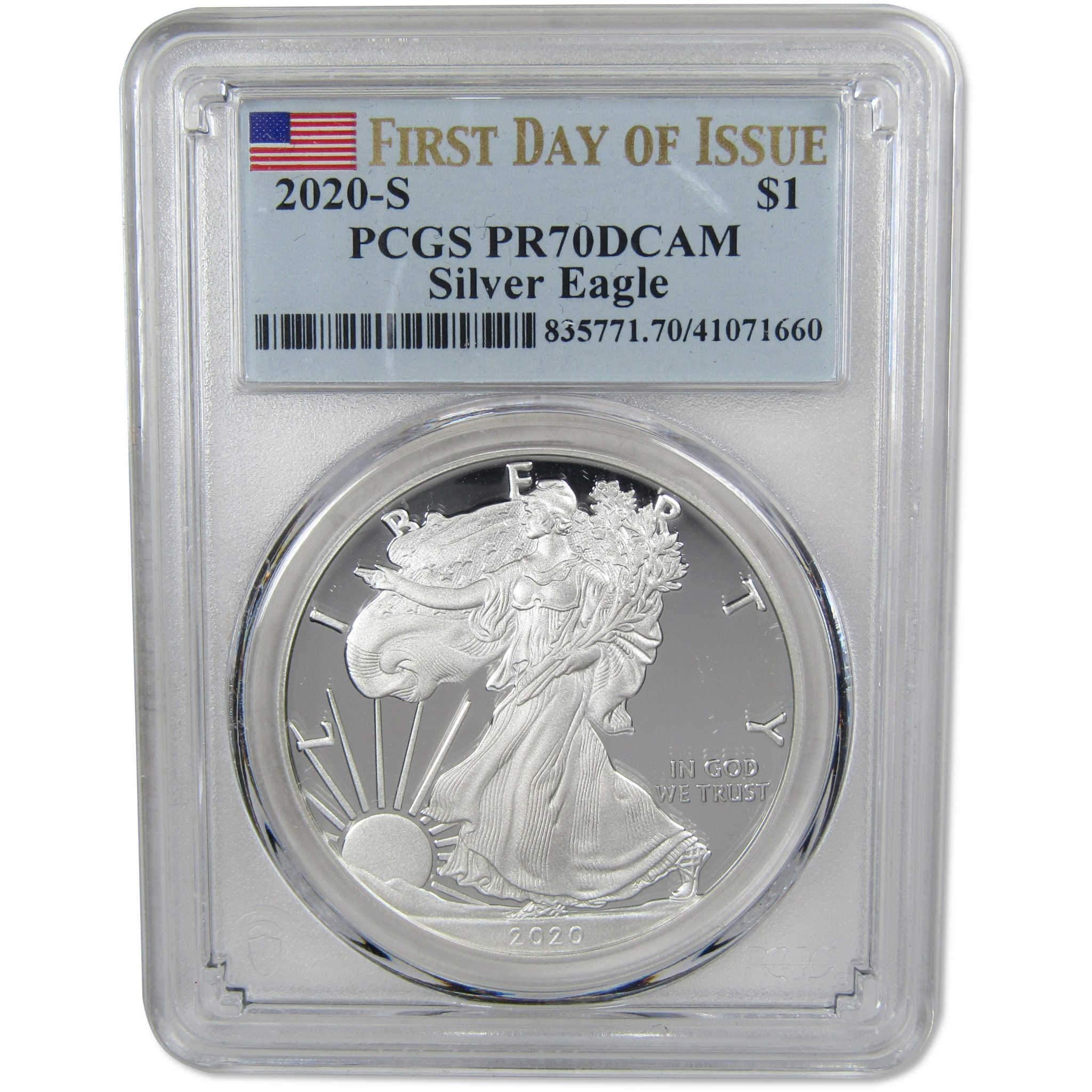 2020 S American Silver Eagle PR 70 DCAM PCGS First Day SKU:IPC5125