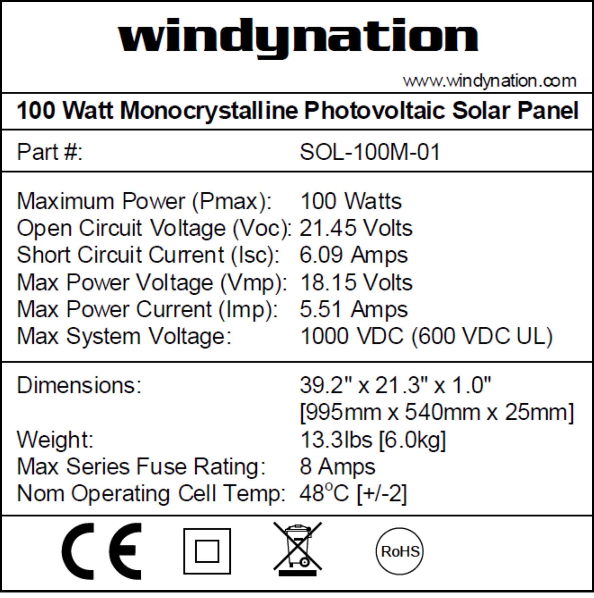 WindyNation 200 Watt Monocrystalline Solar Panel Off-Grid Kit with LCD PWM Charge Controller + Solar Cable + Connectors + Mounting Brackets