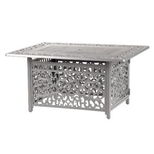 Rectangular 48 in. x 36 in. Aluminum Propane Fire Pit Table, Glass Beads, Two Covers, Lid, 57,000 BTUs in Grey Finish