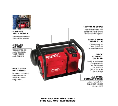 Milwaukee M18 FUEL 2 Gallon Compact Quiet Compressor