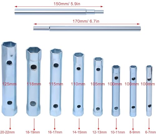 Dpwrrot 10Pcs Dual-Ended Wrench Socket Plumber Back Nut Tap Spark Plug Spanner Set Extended Spark Plug Wrench 6-22mm