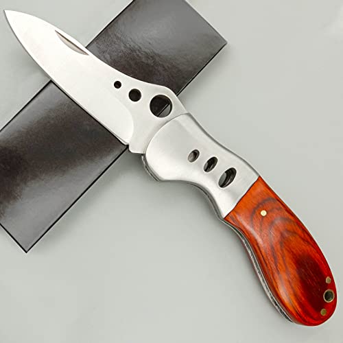 GAJING Well-polished Wood Slipjoint Tough Folding Knife Suitable as a gift for brother dad and friends