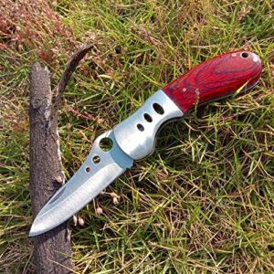 GAJING Well-polished Wood Slipjoint Tough Folding Knife Suitable as a gift for brother dad and friends