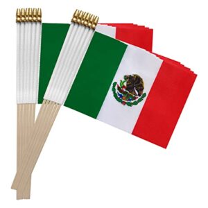 TSMD Mexico Stick Flag Mexican Small Mini Hand Held Flags,5x8 Inch,12 Pack